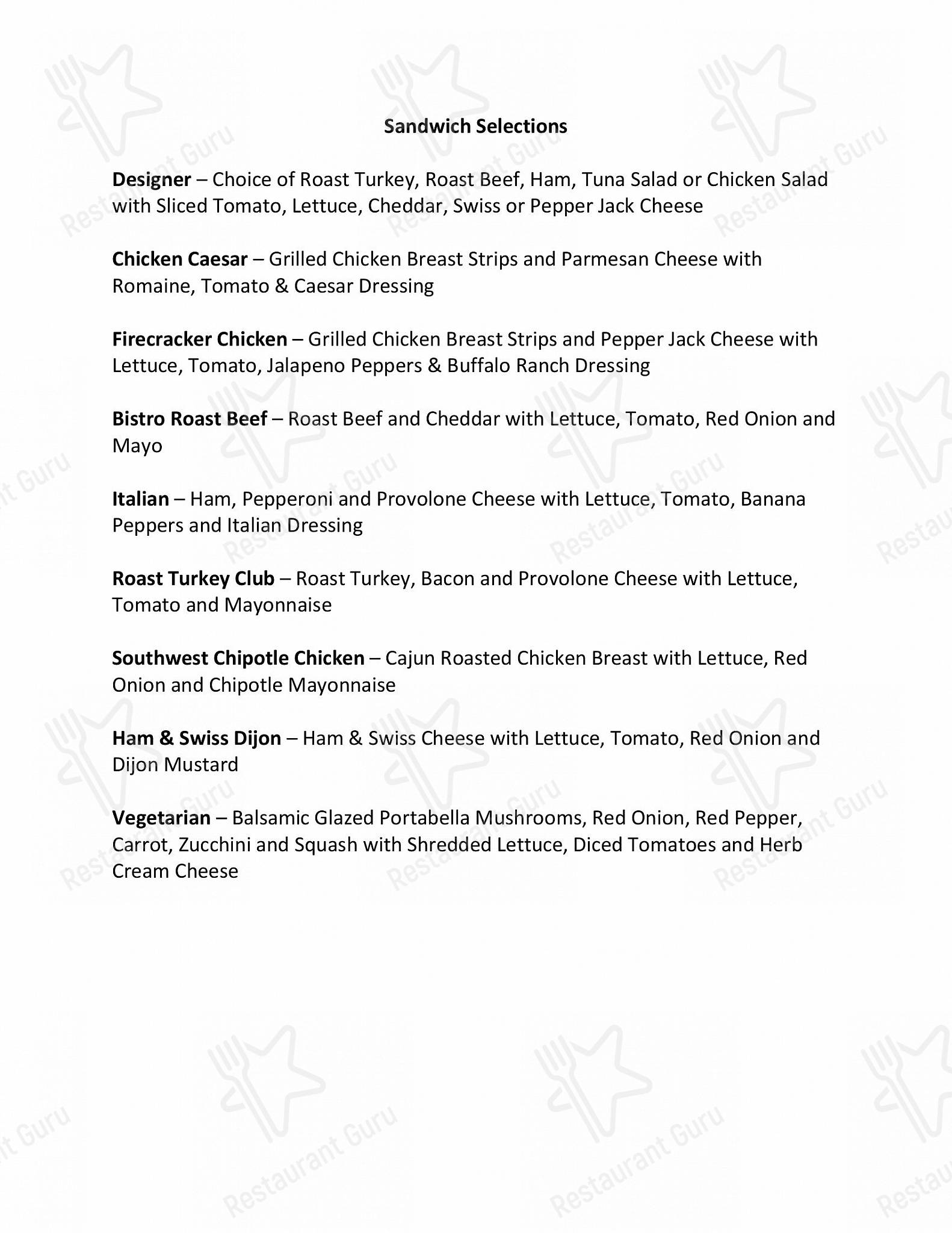 Menu at Capitol Food Court cafe, Charleston