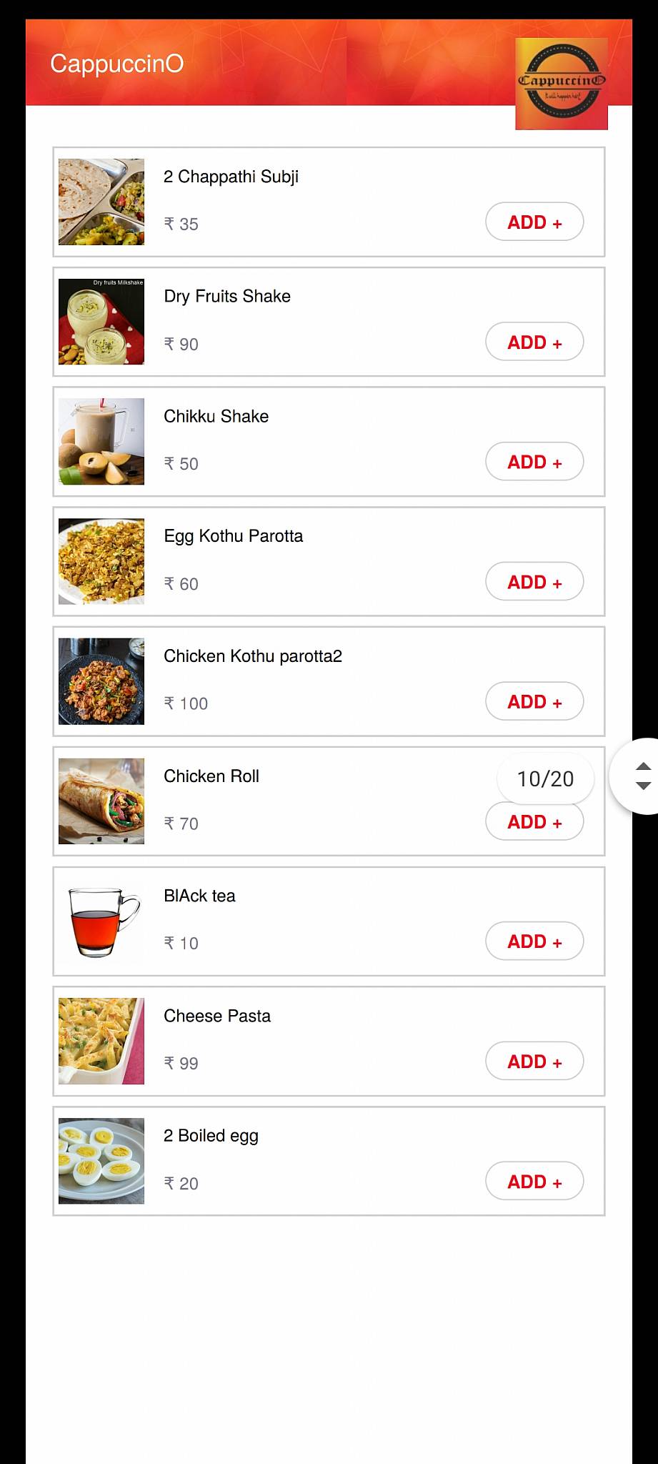Menu at CappuccinO LivE KitcheN, Bengaluru