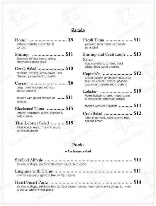 Menu at Captain's Tavern Restaurant, Miami, S Dixie Hwy