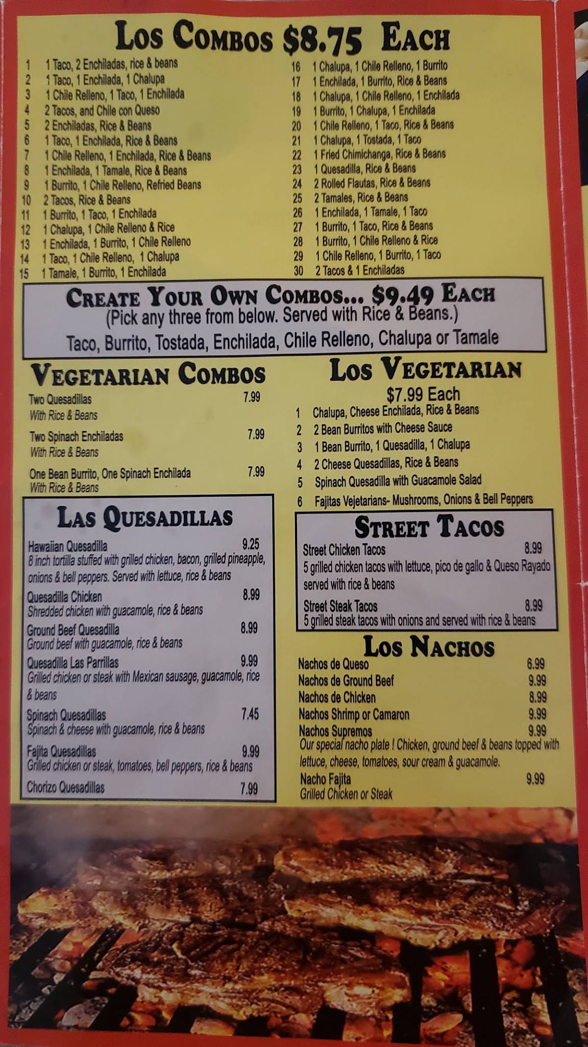Menu at Las Parrillas Mexican Restaurant, Catoosa, 509 S Cherokee St