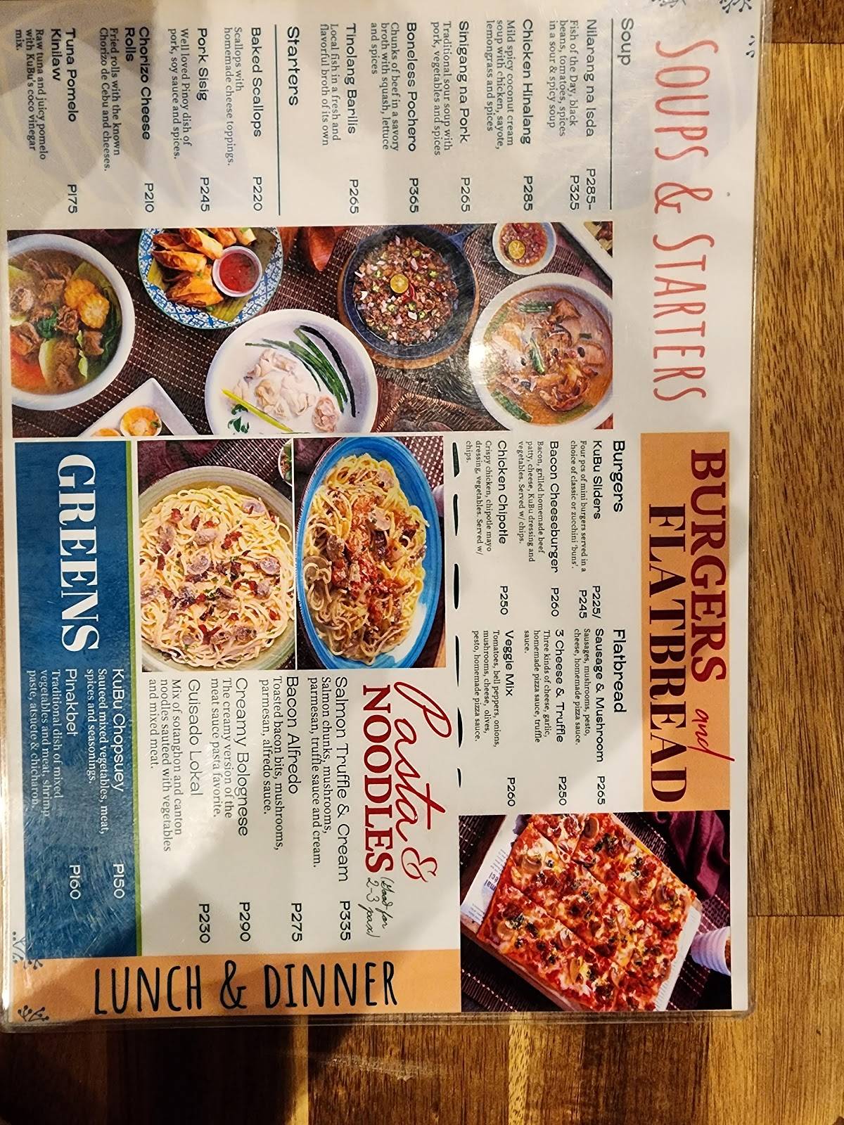 Menu at KUBU Restaurant + Bar, Cebu City
