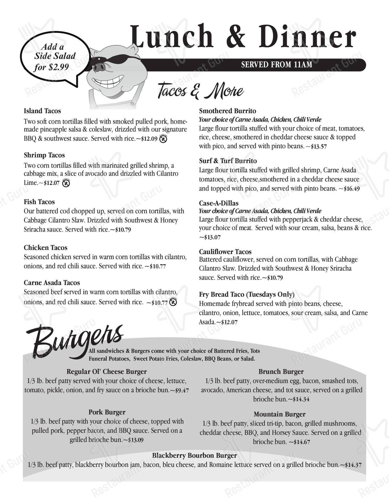 Menu at Pork Belly's Eatery & Catering Co. BBQ, Cedar City
