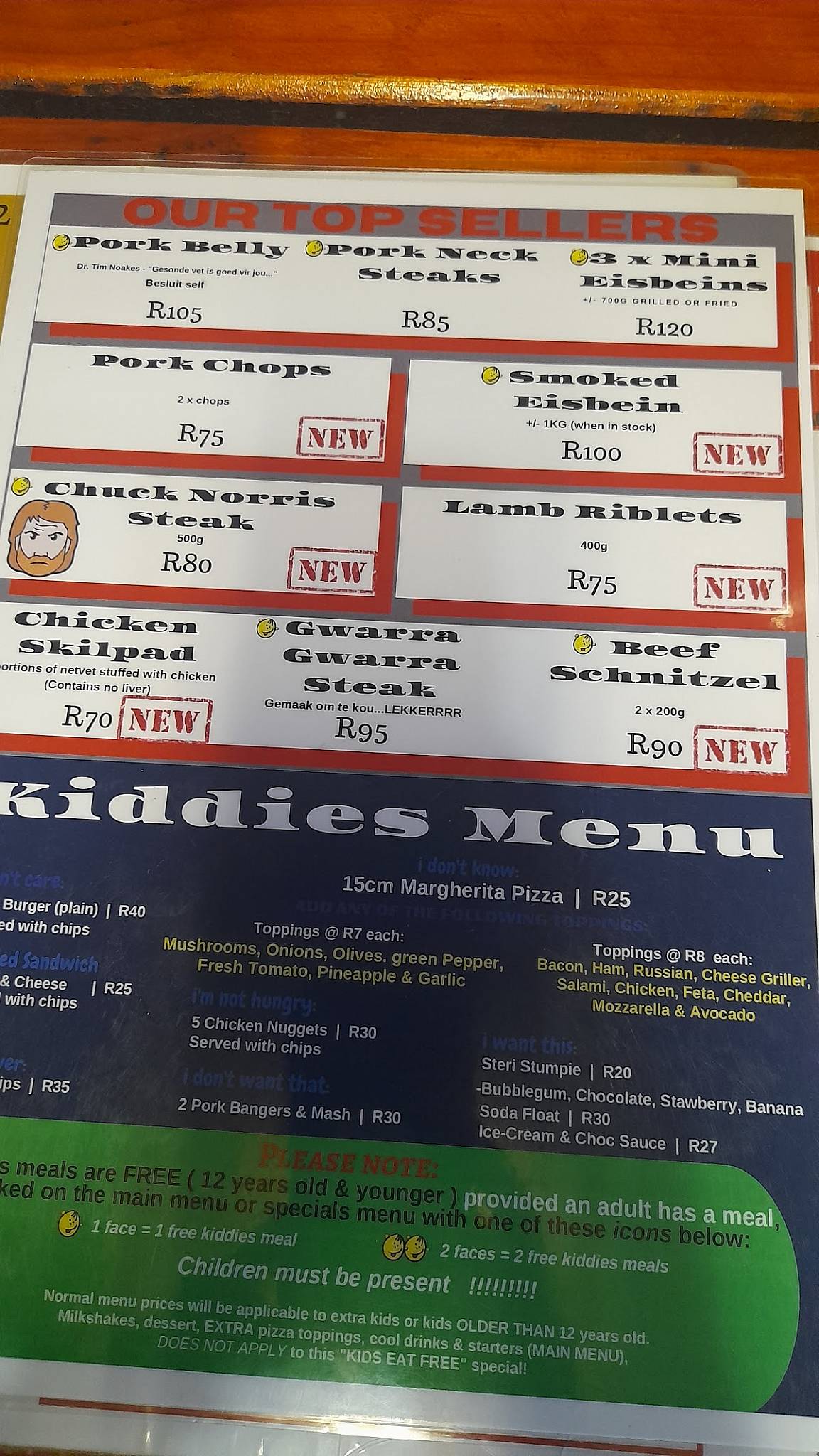Menu at Pepper Chair Restaurant, Centurion