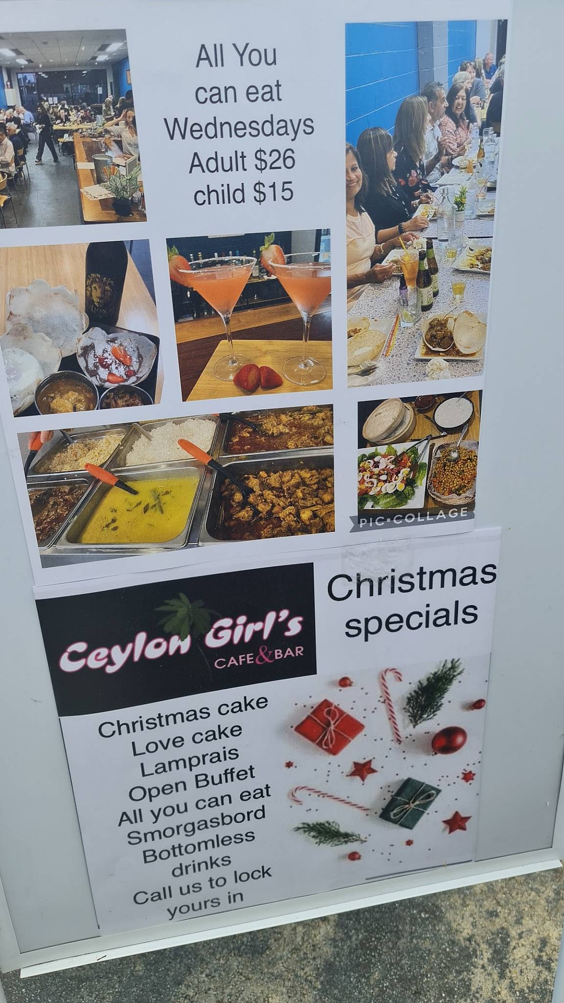 Menu at Ceylon Girl's restaurant, Frankston