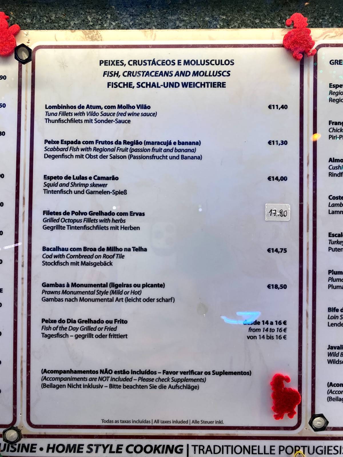 Menu at Chalet Vicente Restaurante, Funchal