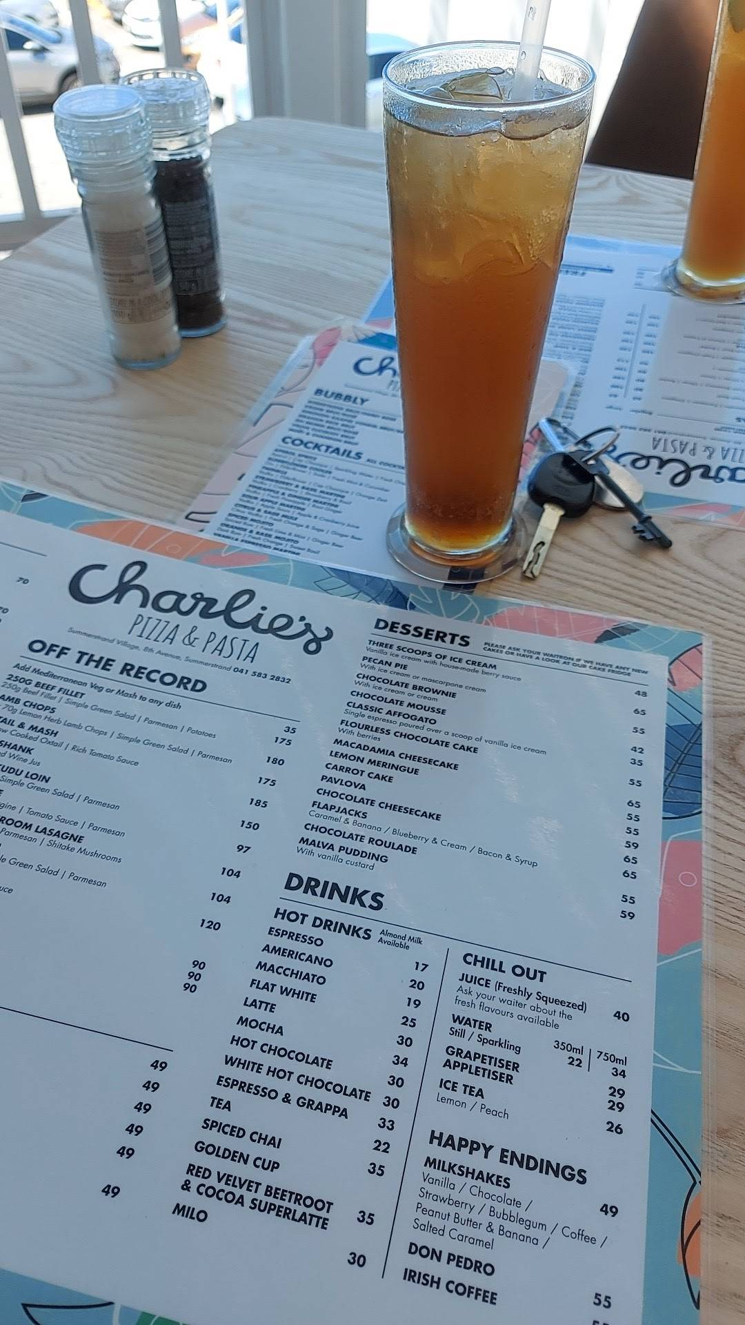 Menu at Charlie's Pizza & Pasta restaurant, Port Elizabeth ...