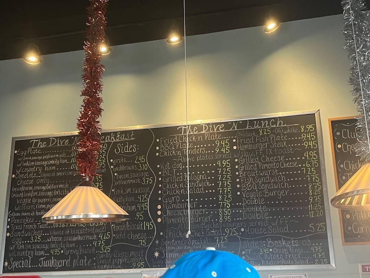 Menu at Dive N restaurant, Pineville