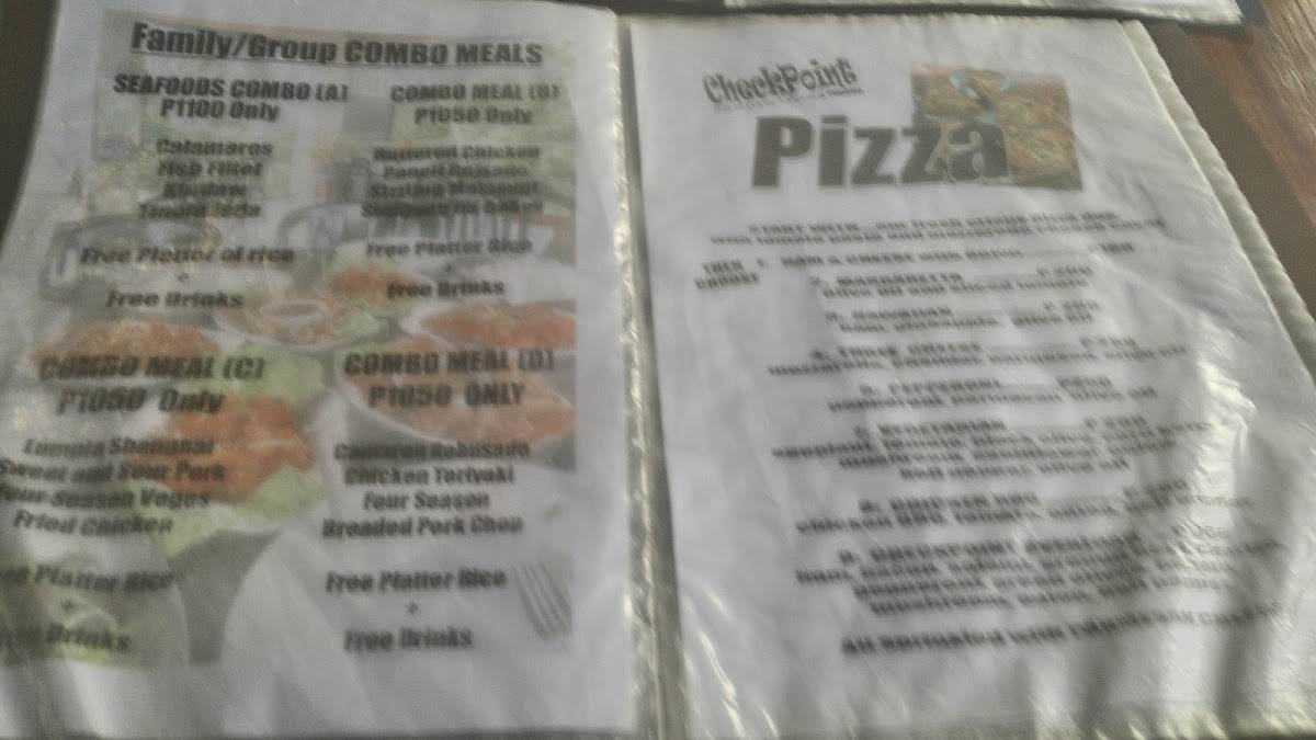 Menu at CheckPoint Camiguin restaurant, Mambajao, Yumbing
