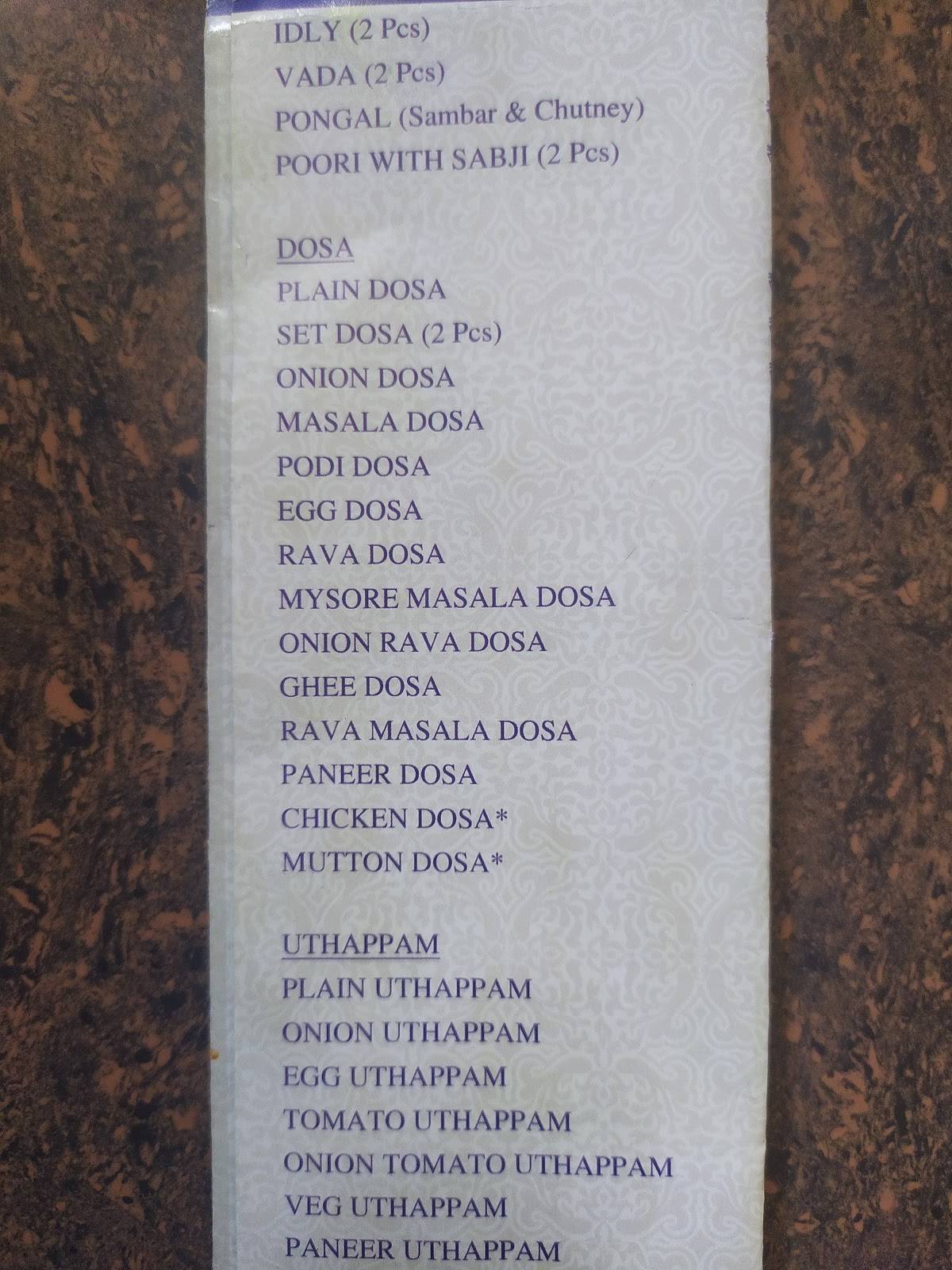 Menu at Chennai Express- South Indian Restaurant, Warsaw