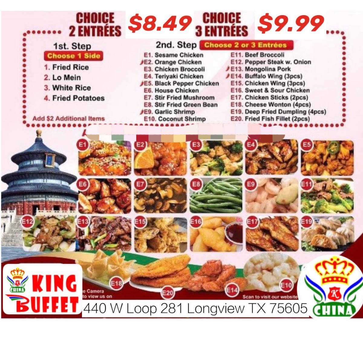 Menu at China King restaurant, Longview, 440 W Loop 281