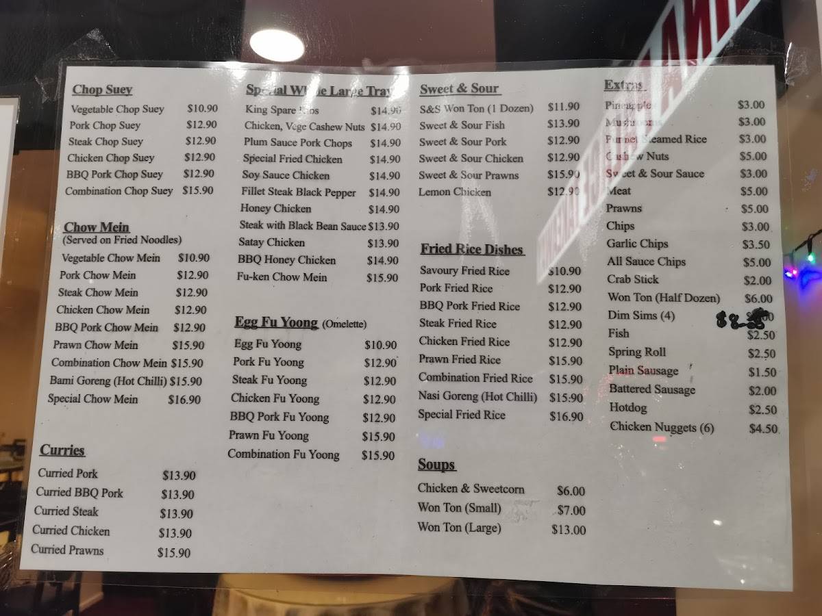 Menu at China Palace Restaurant & Takeaway, Gisborne