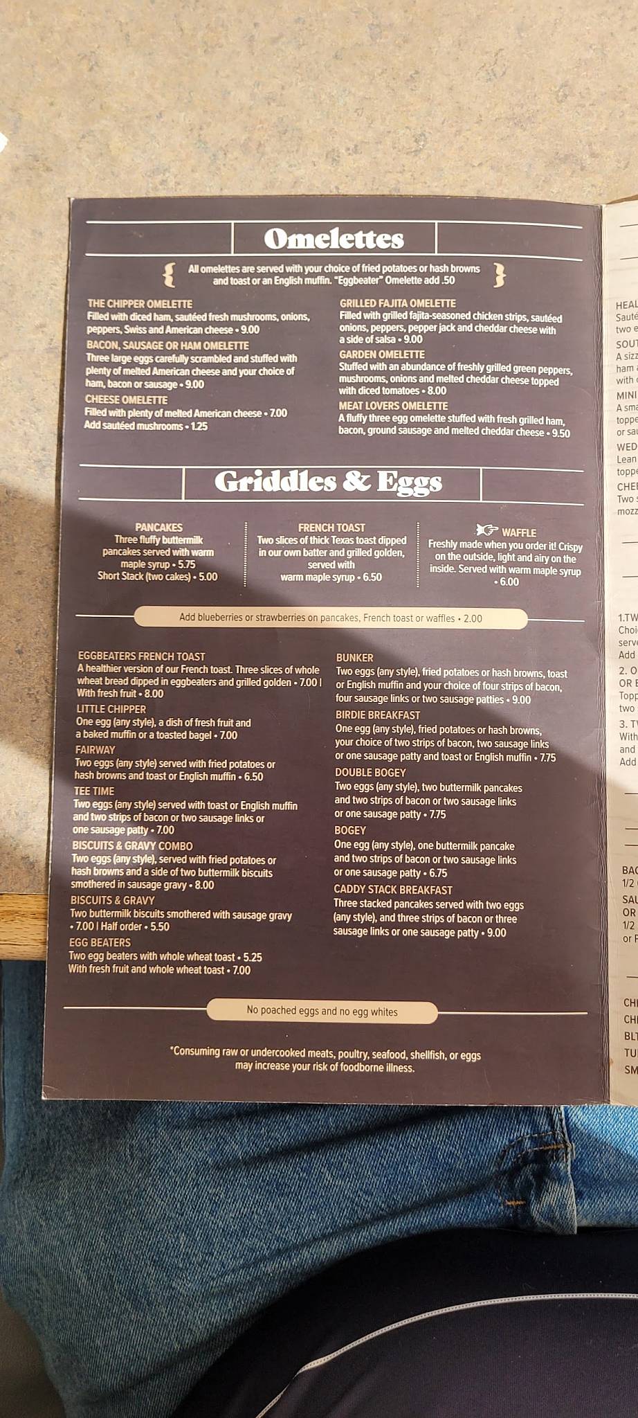 Menu at Chippers Grill restaurant, Streator