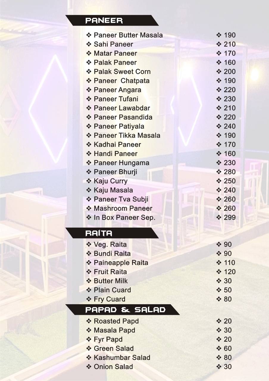 Menu at InBoX 09 Cafe & Roof-top Restaurant, Chittorgarh