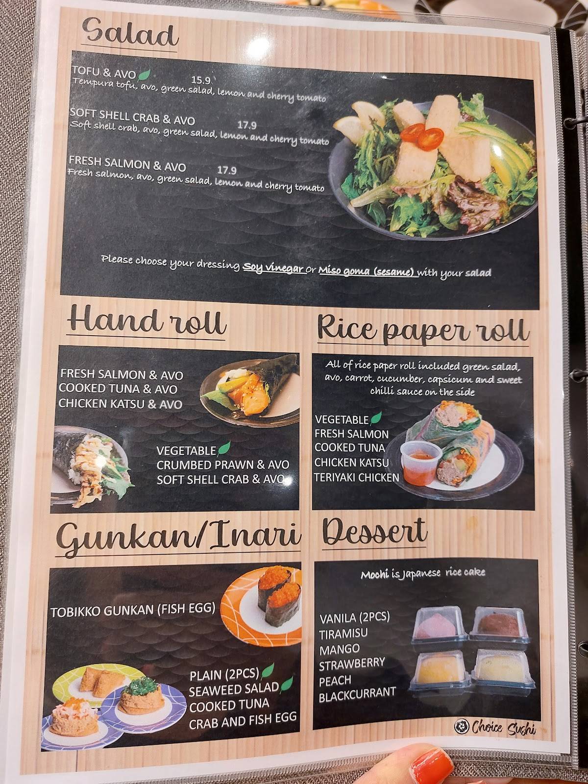 Menu at Choice Sushi restaurant, Marsden Park, 9 Hollinsworth Rd