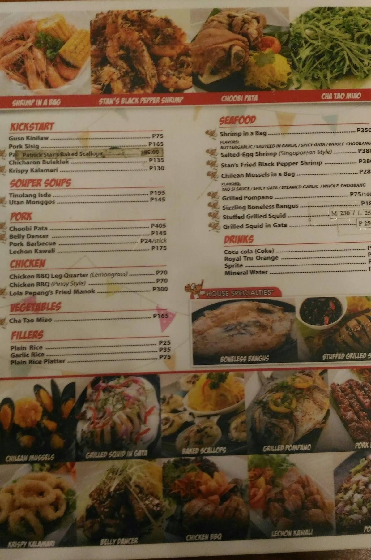 Menu at Choobi Choobi restaurant, Lapu-Lapu City, Mactan Newtown