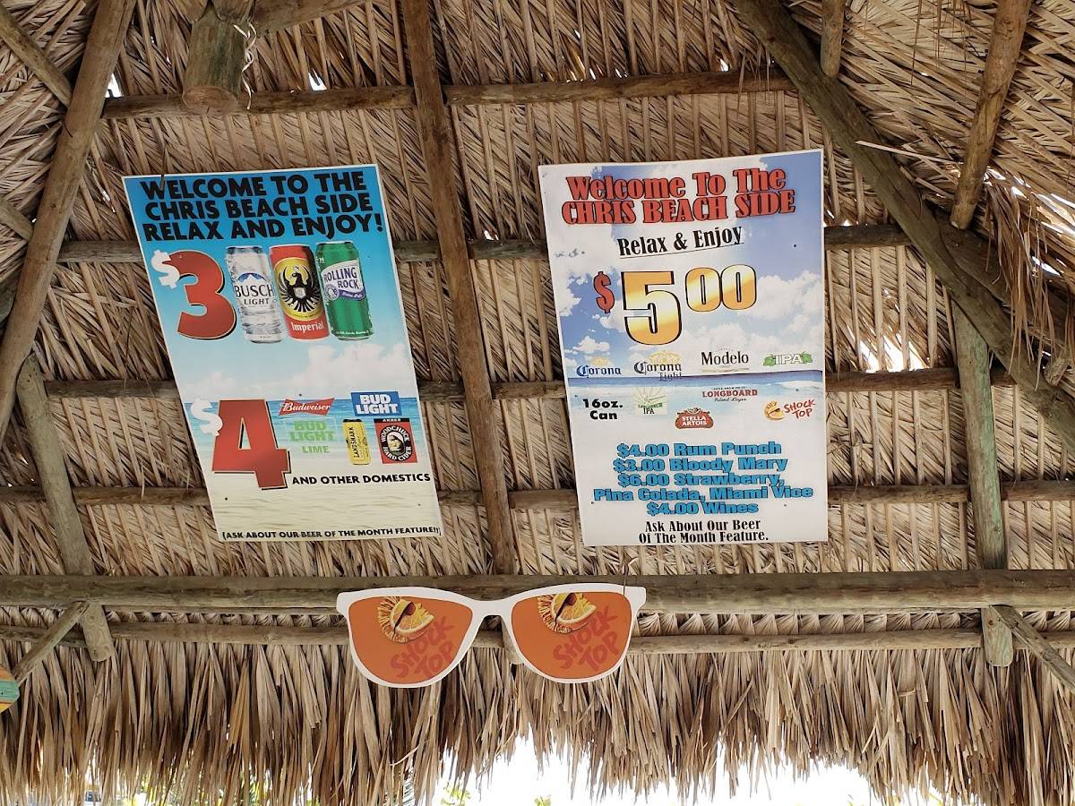 Menu at Chris' Beachside Bar, Saint Pete Beach