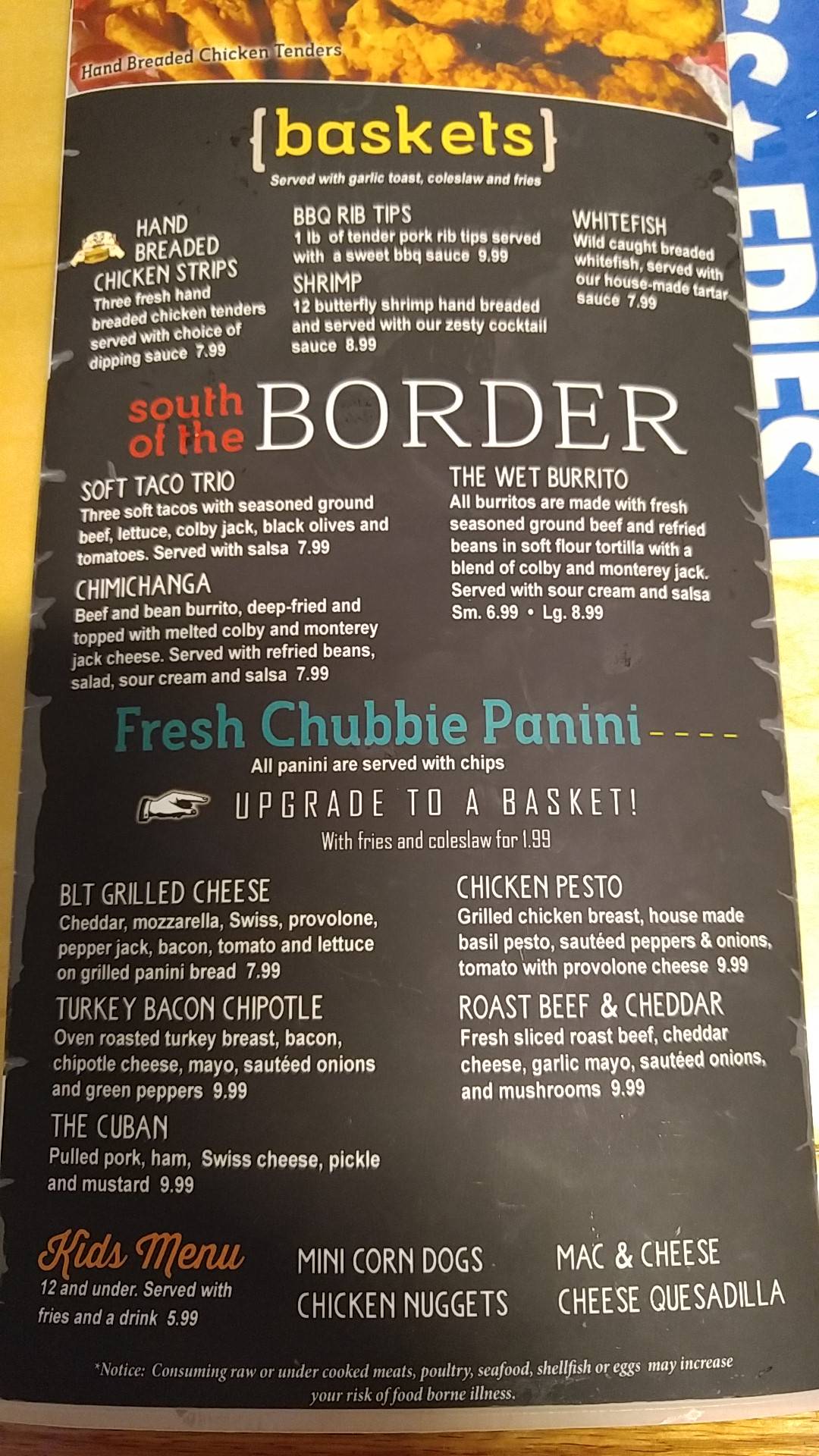 Menu at Chubbies Pub And Grub, Syracuse