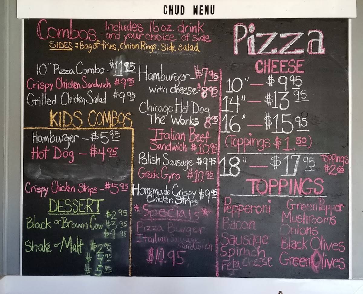 Menu at Chuds pizzeria, Westcliffe