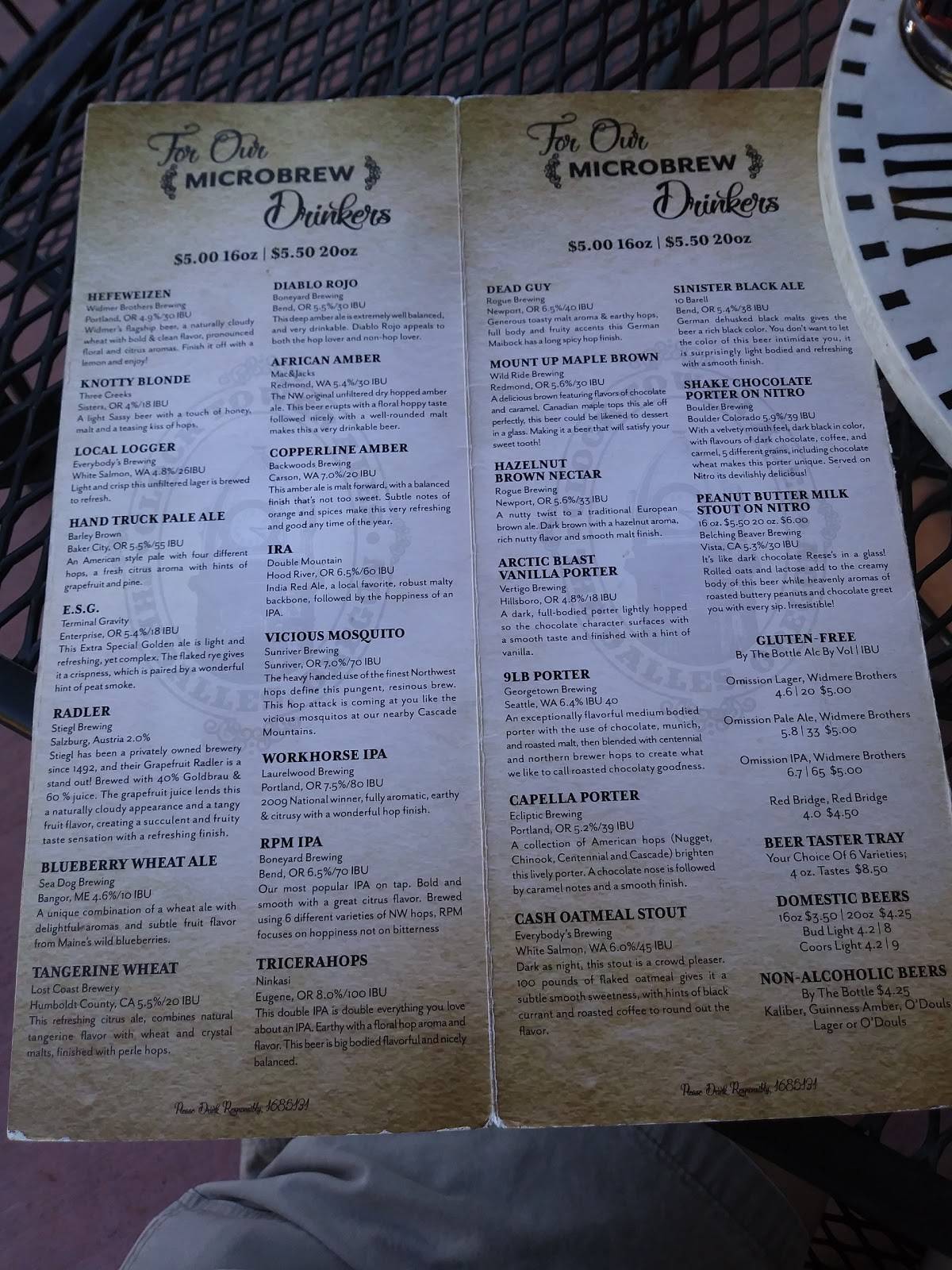 Menu at Clock Tower Ales pub & bar, The Dalles