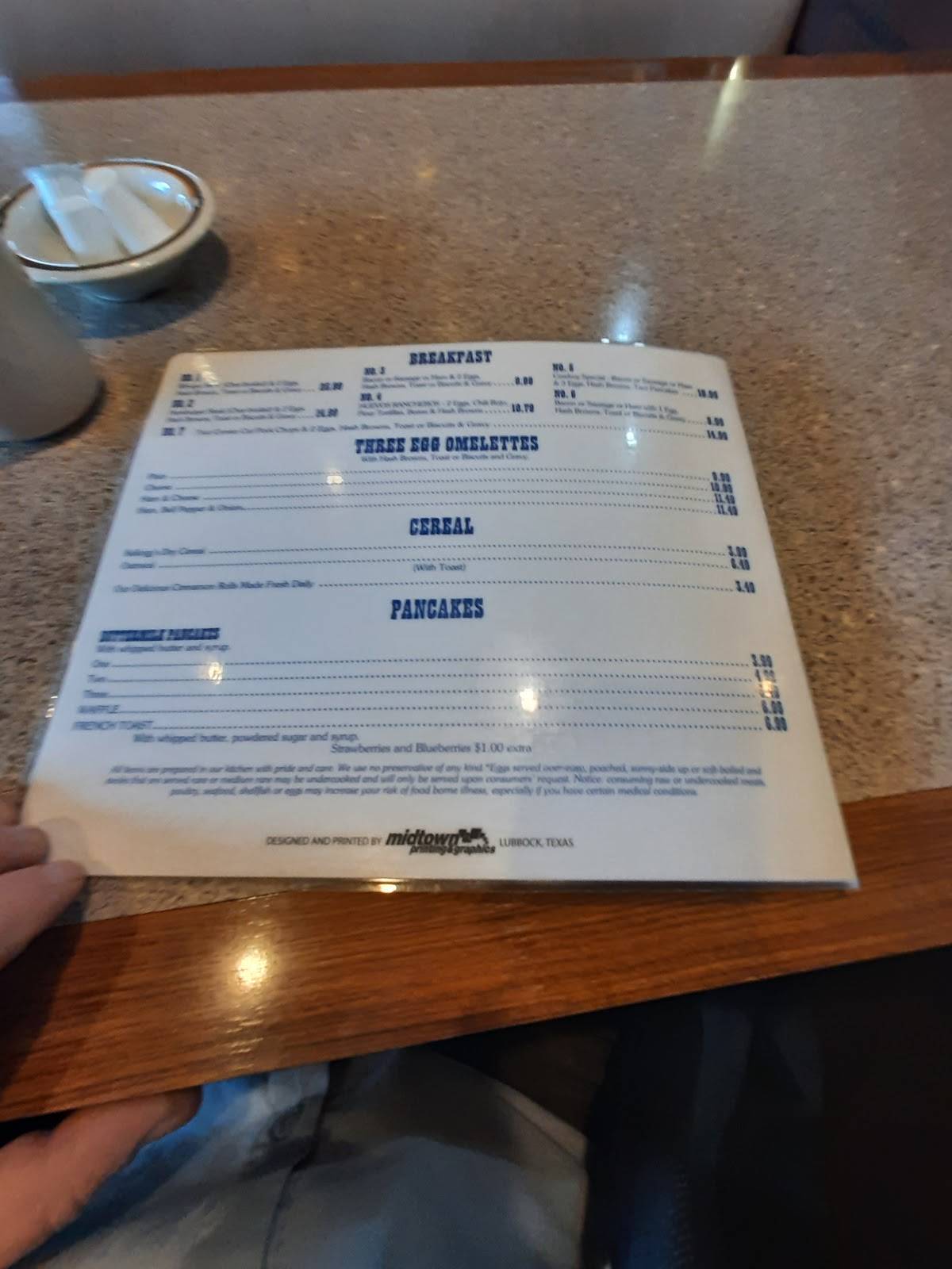 Menu at Cook's Restaurant, Clovis