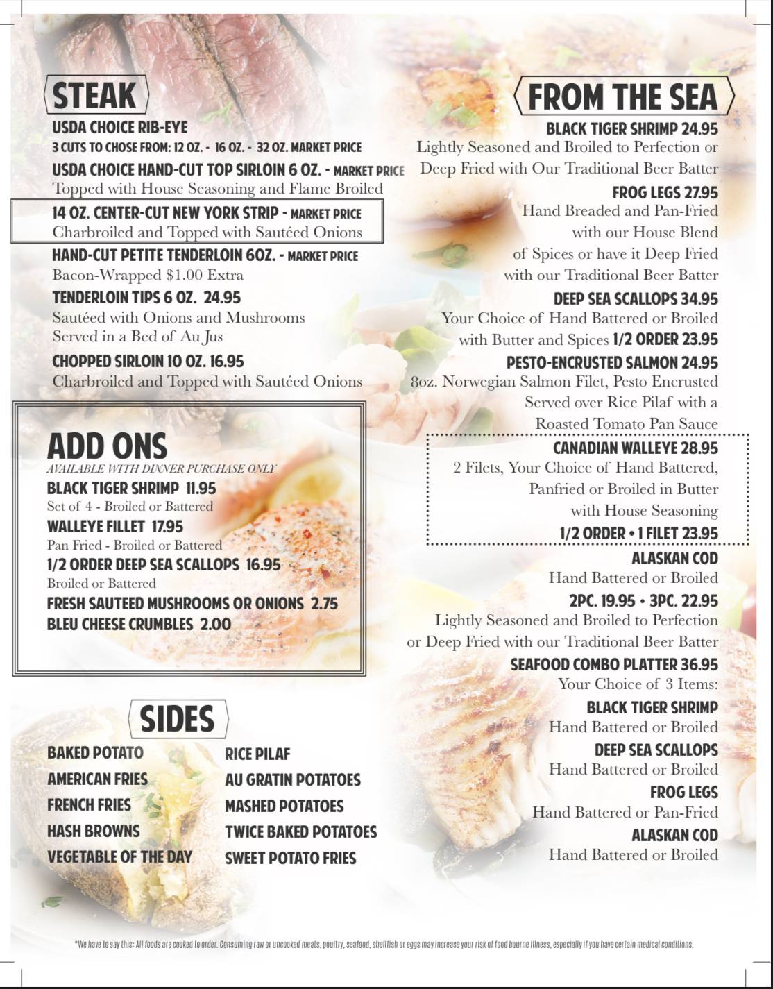 Menu at Club Oasis, Sparta