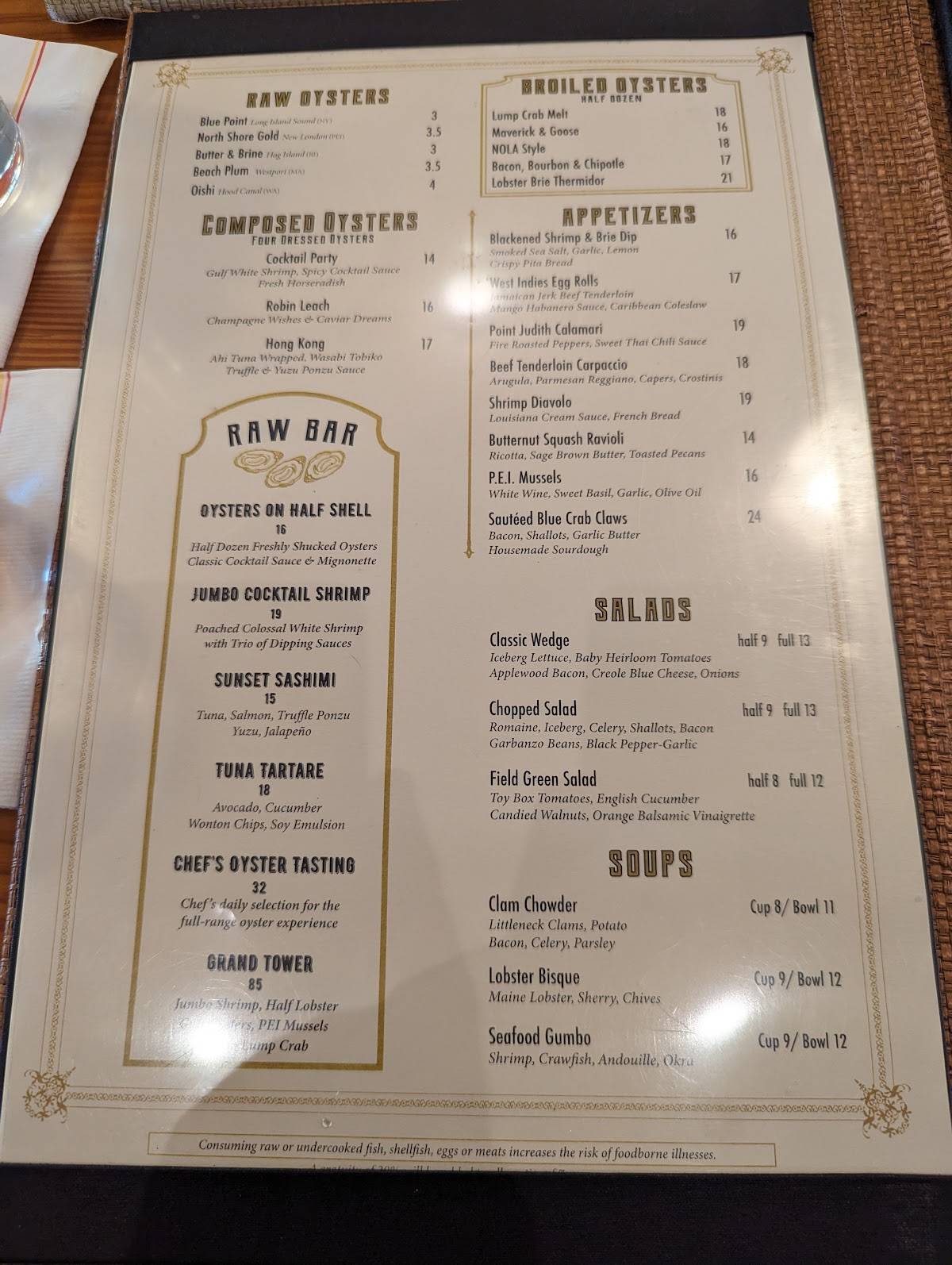 Menu at Coastal Fish Company restaurant, Memphis