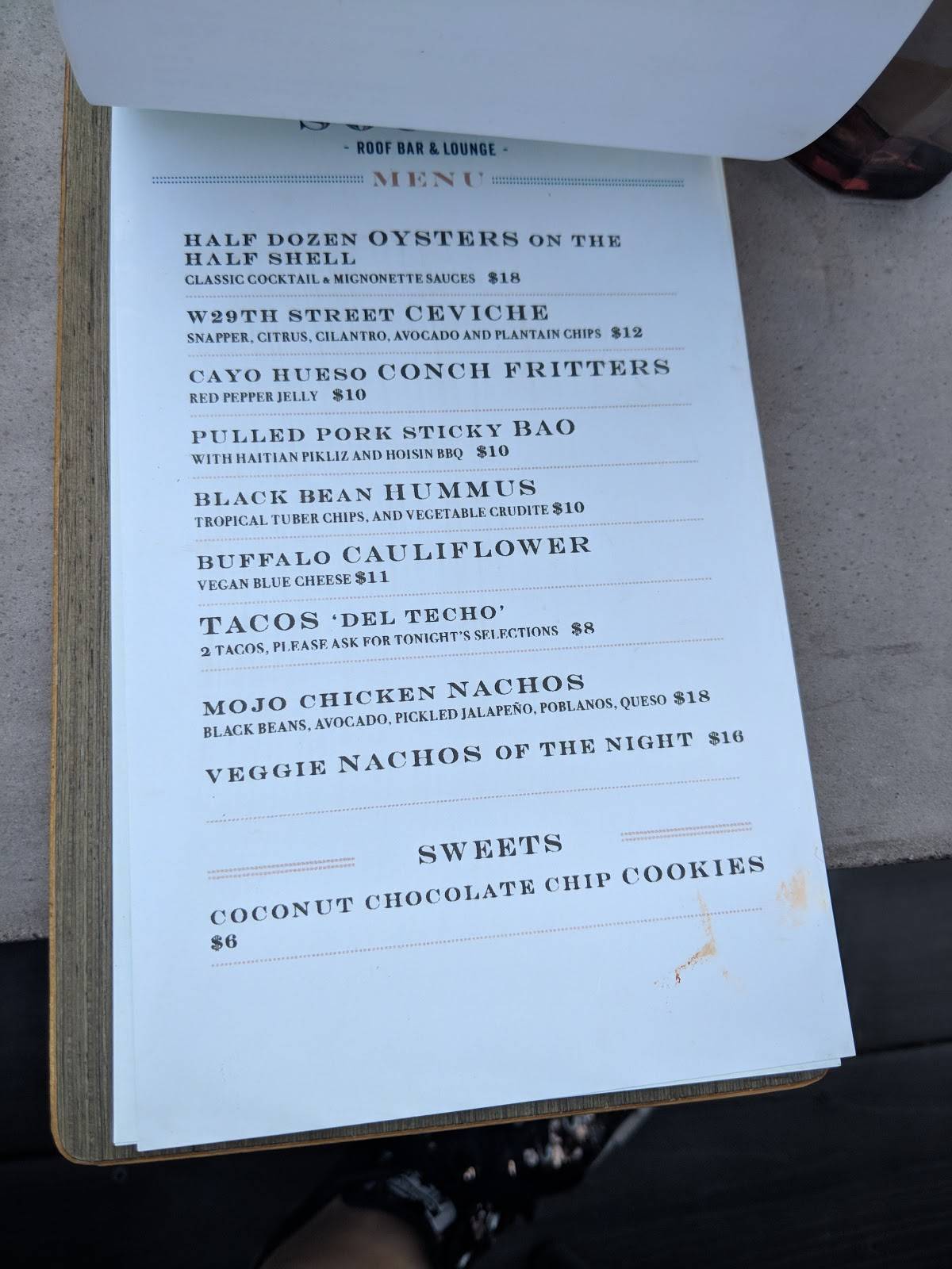 Menu at Copal Rooftop Bar, Miami, ROOFTOP