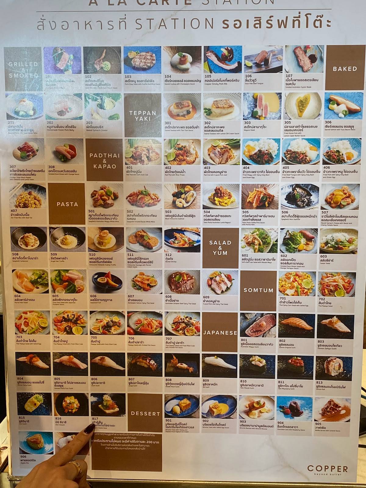 Menu at Copper Beyond Buffet The Sense Pinklao restaurant, Bangkok