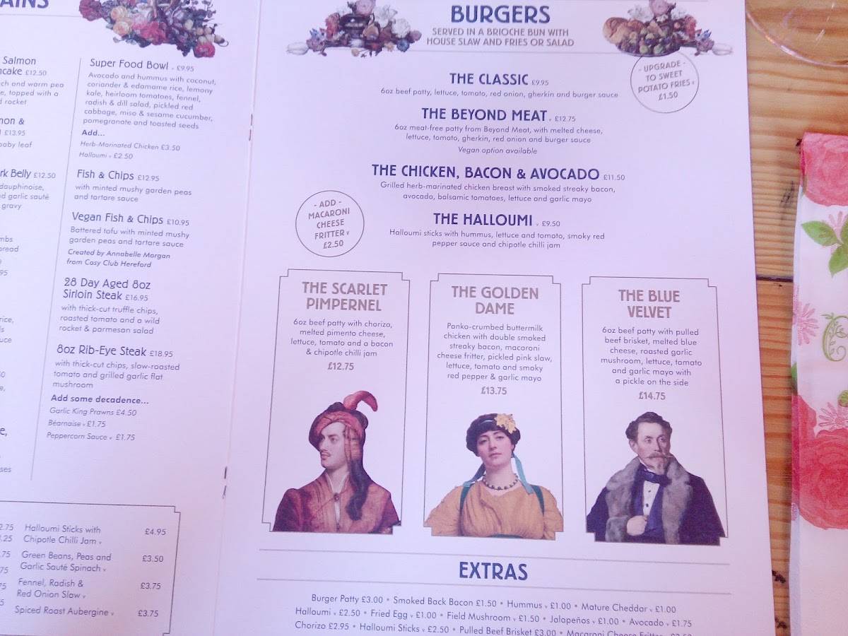 Menu at Cosy Club, Derby
