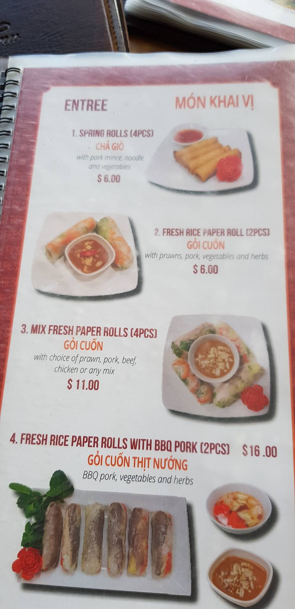 Menu at DJ Vietnamese Pho restaurant, Ingleburn