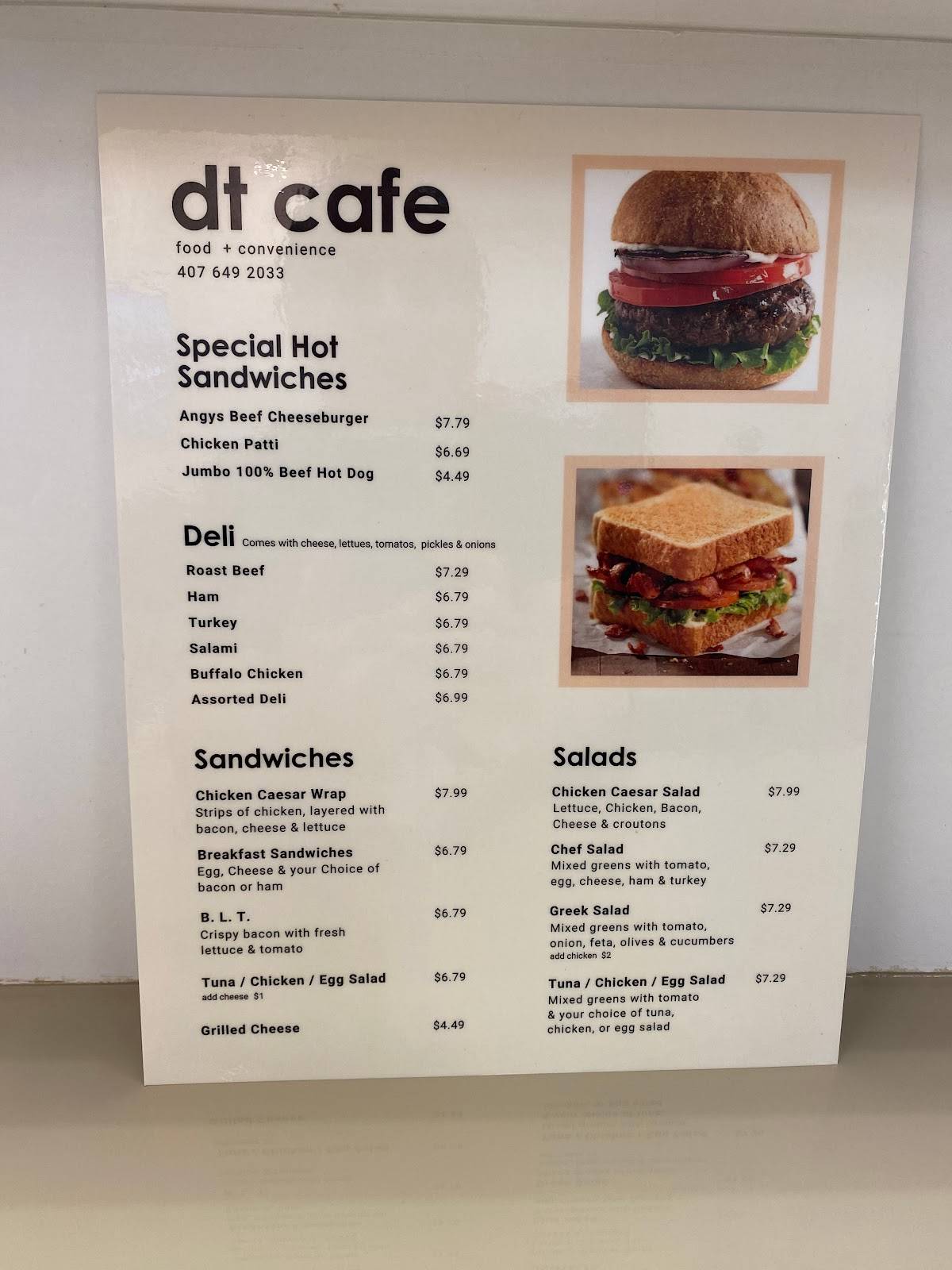 Menu at DT Cafe, Orlando