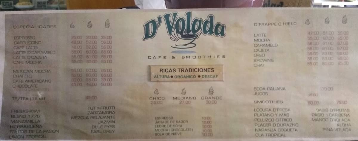 Carta del café D'Volada, Tecate