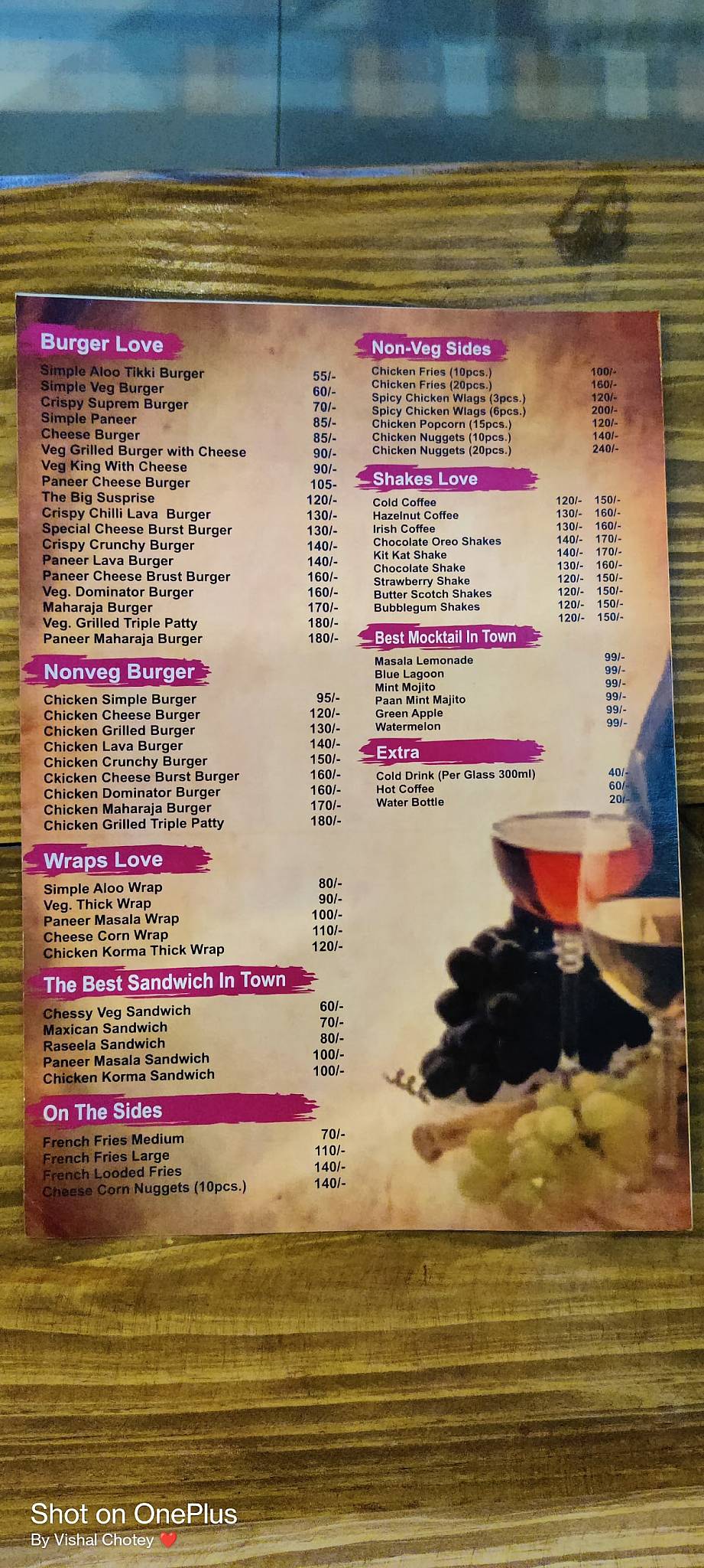 Menu at Da Big Burger, Unnao