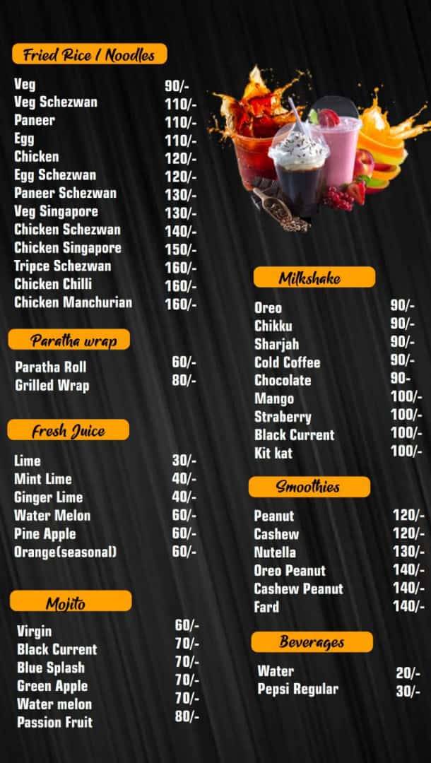 Menu at Dark Knight (cloud kitchen), Mangaluru