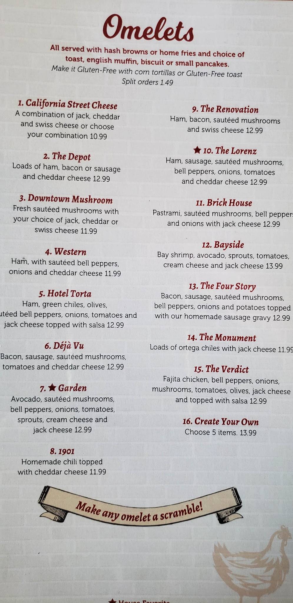 Menu at Deja Vu Restaurant, Redding