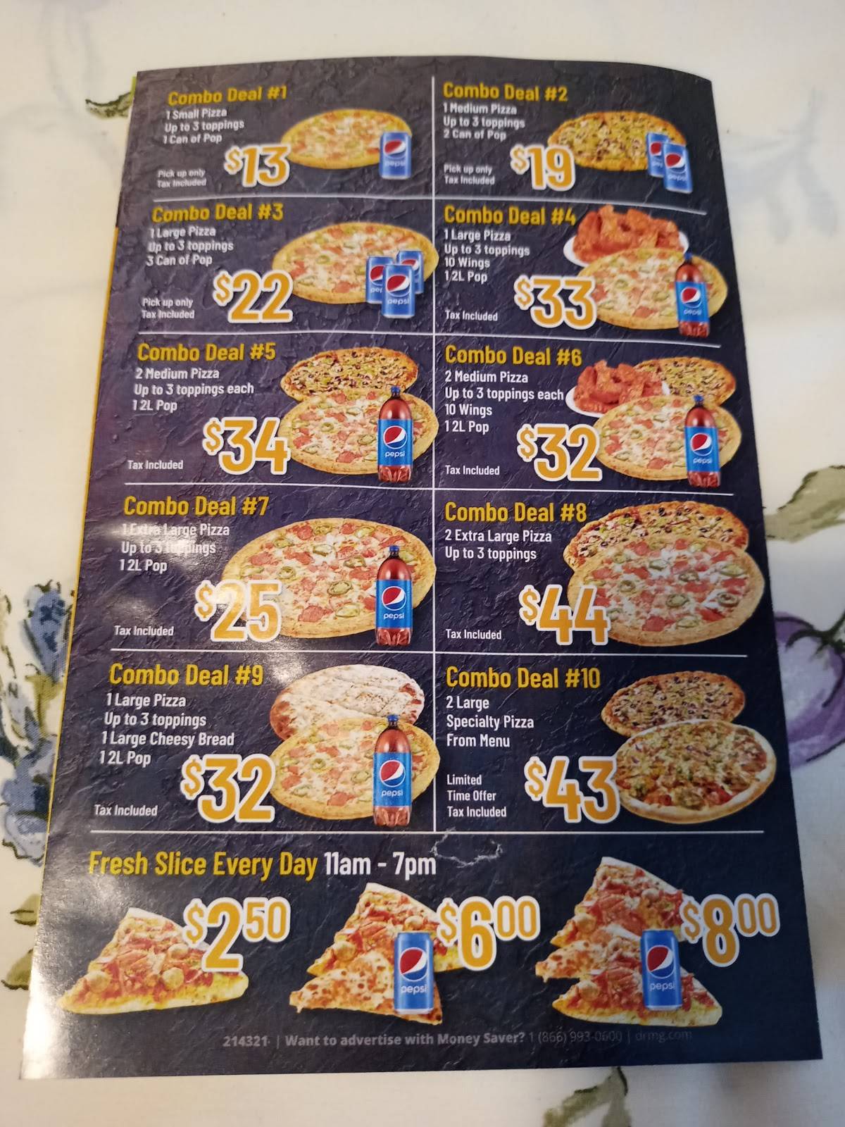 Menu at Departure Bay Pizza pizzeria, Nanaimo
