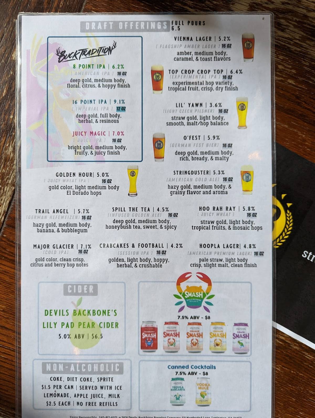 Menu at Devils Backbone Brewing Company - Outpost Tap Room & Kitchen ...