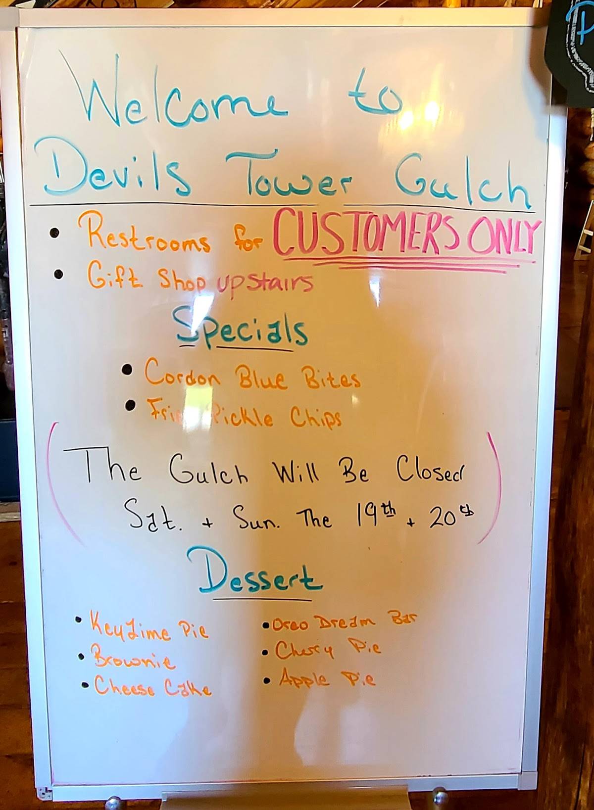 Menu at Devil's Tower Gulch pub & bar, Devils Tower