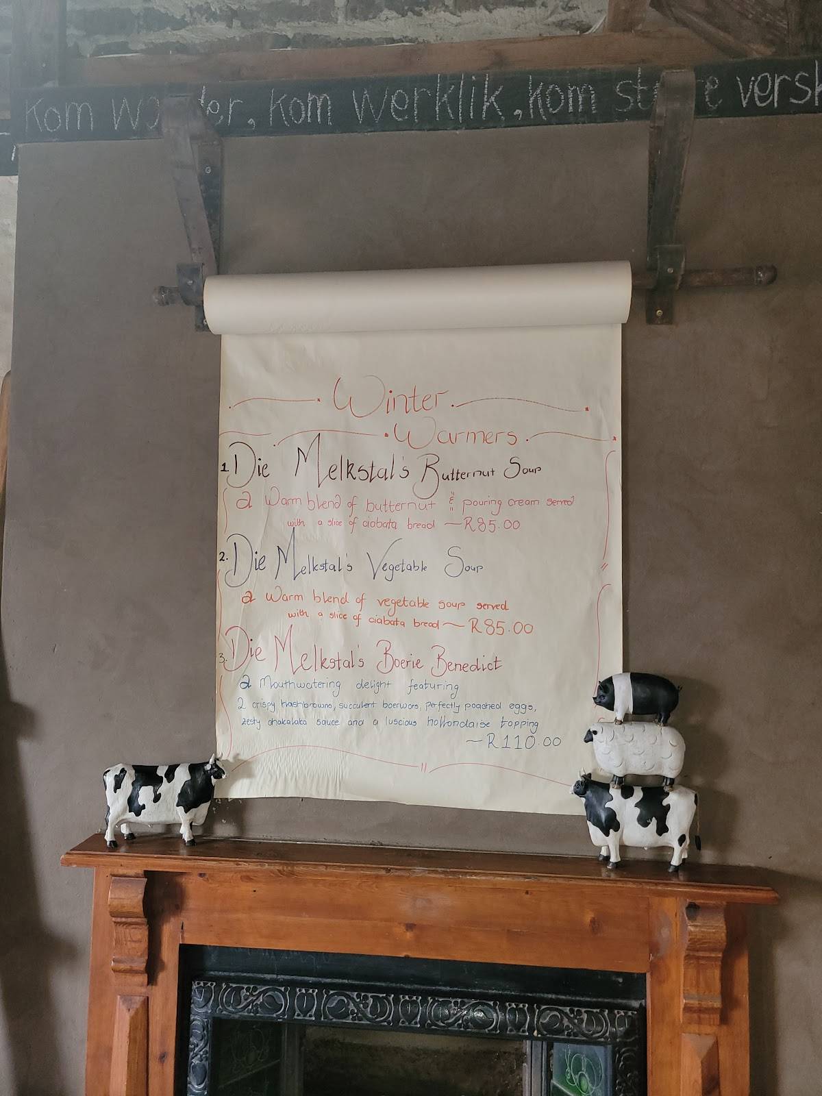 Menu at Die Melkstal cafe, Rustenburg, 188 Kock St