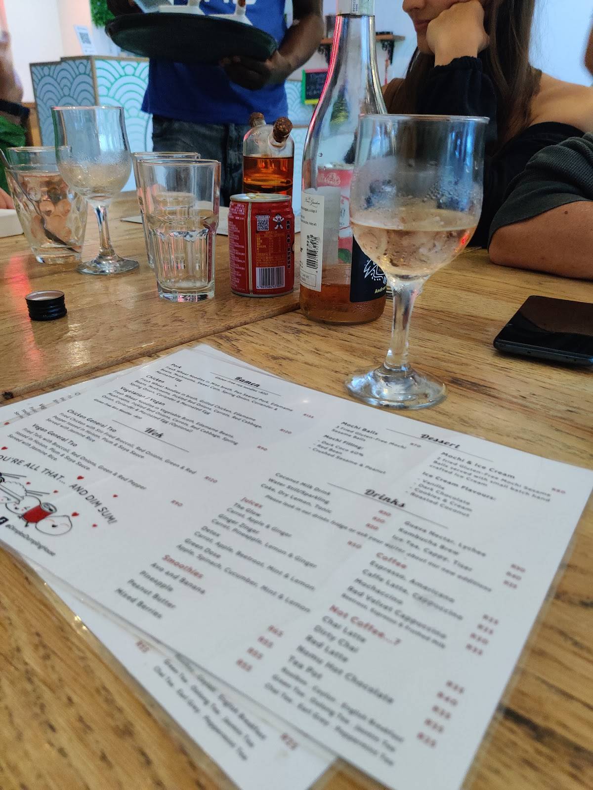 Menu at Dimples Dumpling House restaurant, Cape Town, 33 Palmer Rd