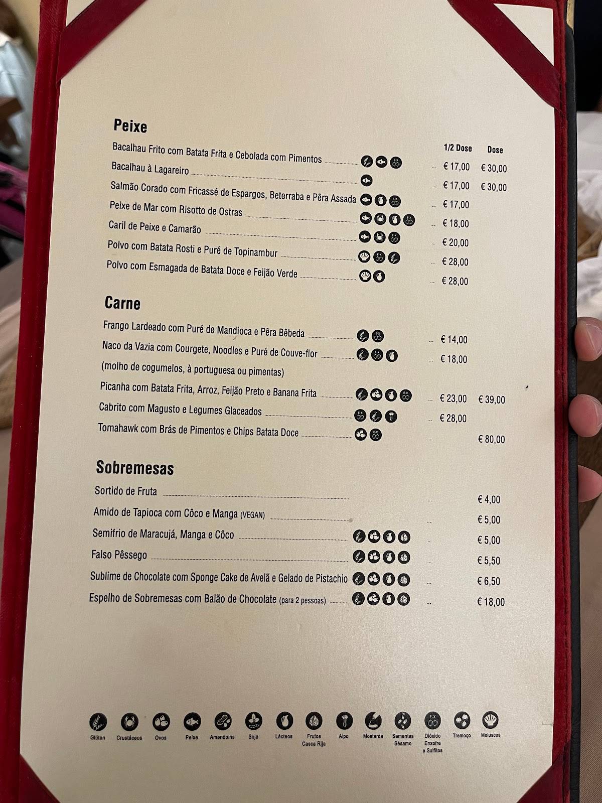 Carta del restaurante Dom Júlio, Vila Nova del Cerveira, R. da Tomada