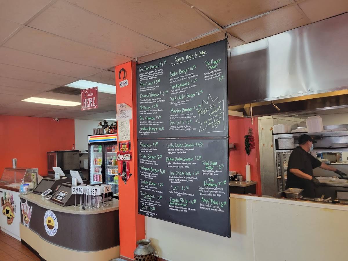 Menu at Don Burger restaurant, Garland
