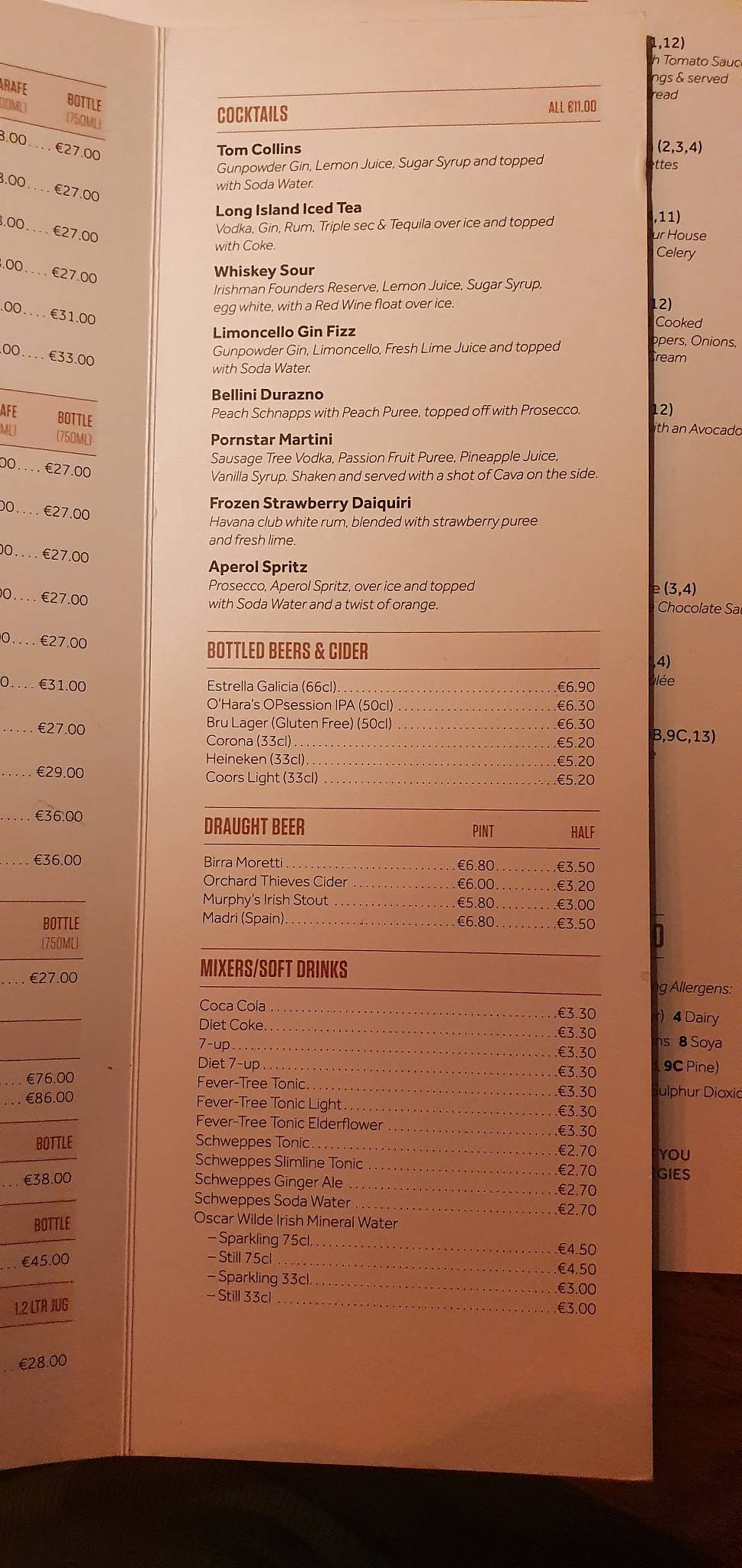 Menu at Bradys Pub and Apetito Tapas & Wine Restaurant, Dublin, 5-9 ...