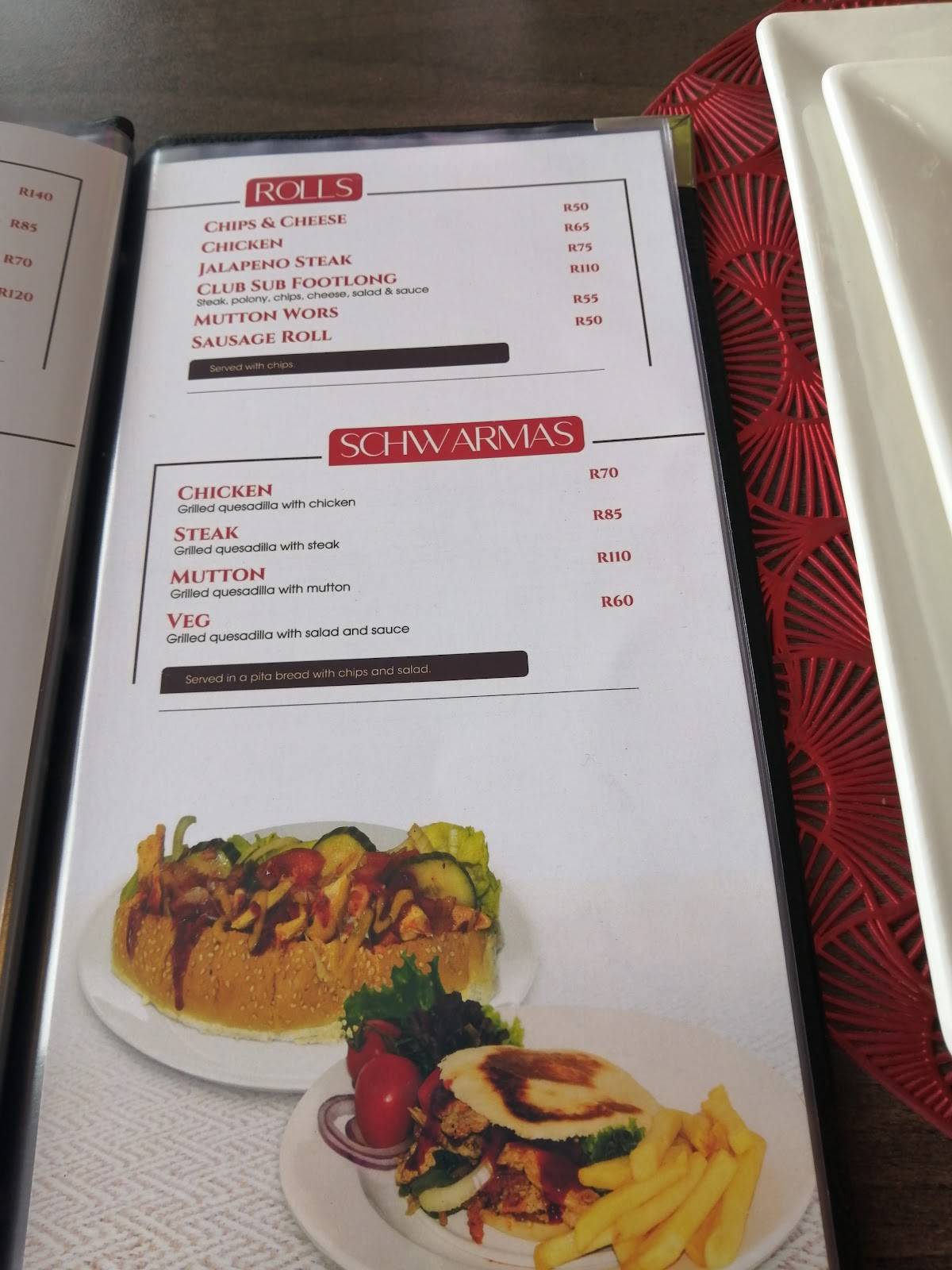 Menu at Billal Cuisine Windermere restaurant, Durban, 485 Lilian Ngoyi Rd