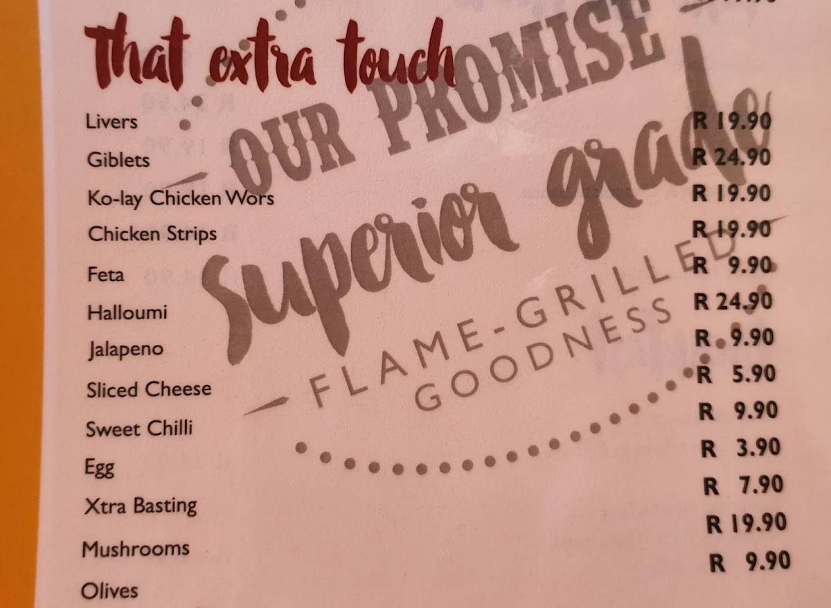 Menu at Kolay Home of Chicken restaurant, Durban North