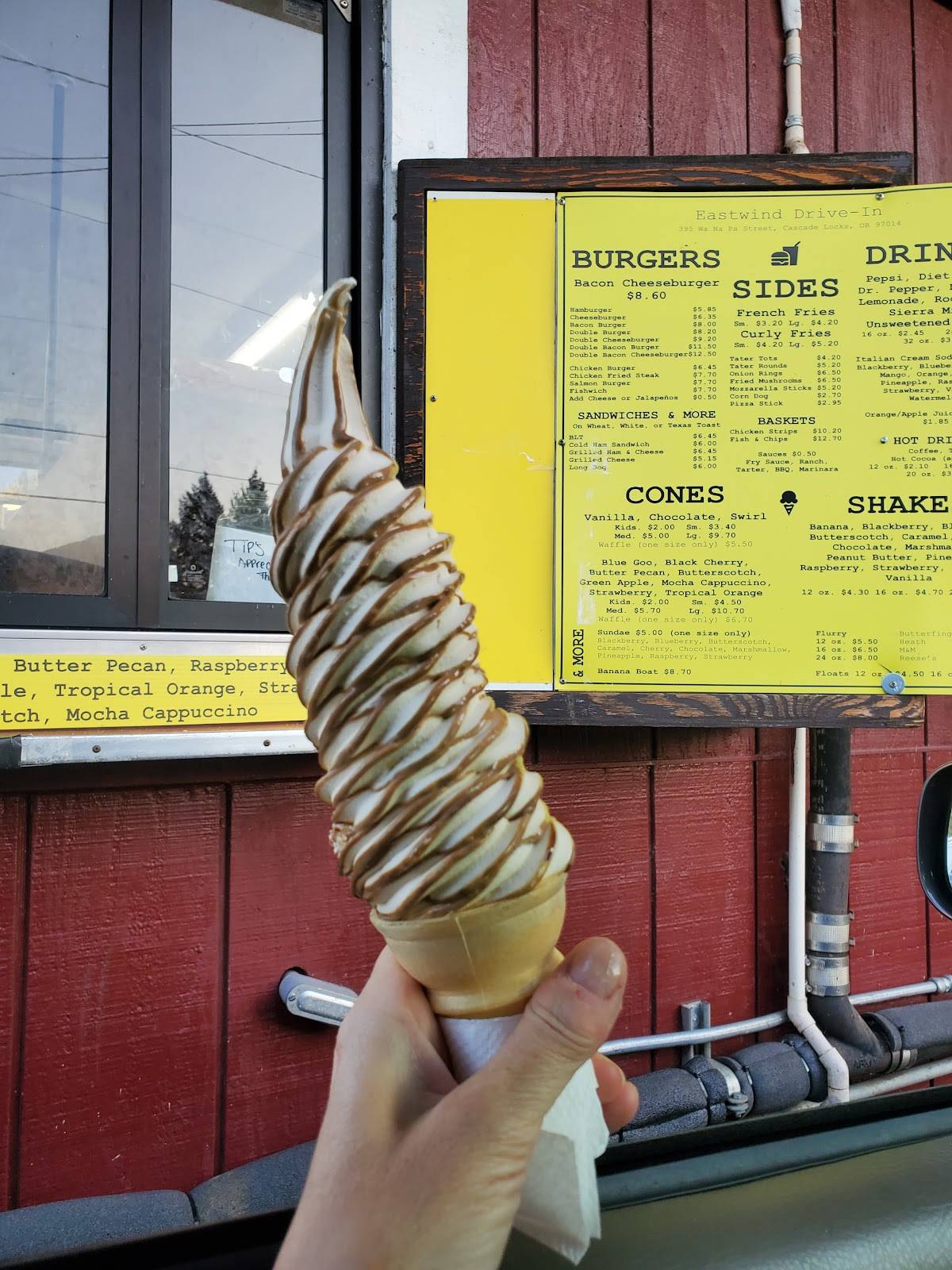 Menu at Eastwind Drive-In restaurant, Cascade Locks