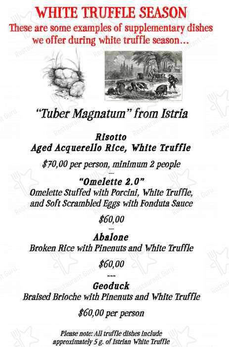 Menu at Edulis Restaurant, Toronto, 169 Niagara St