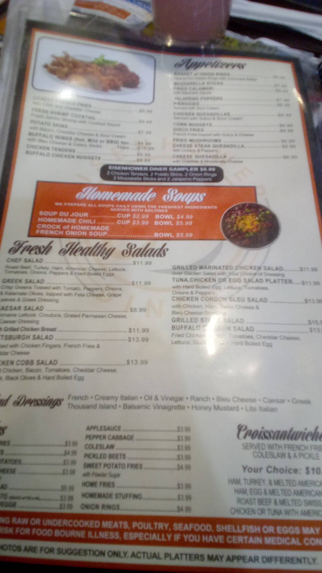 Menu at Eisenhower Diner restaurant, Hanover