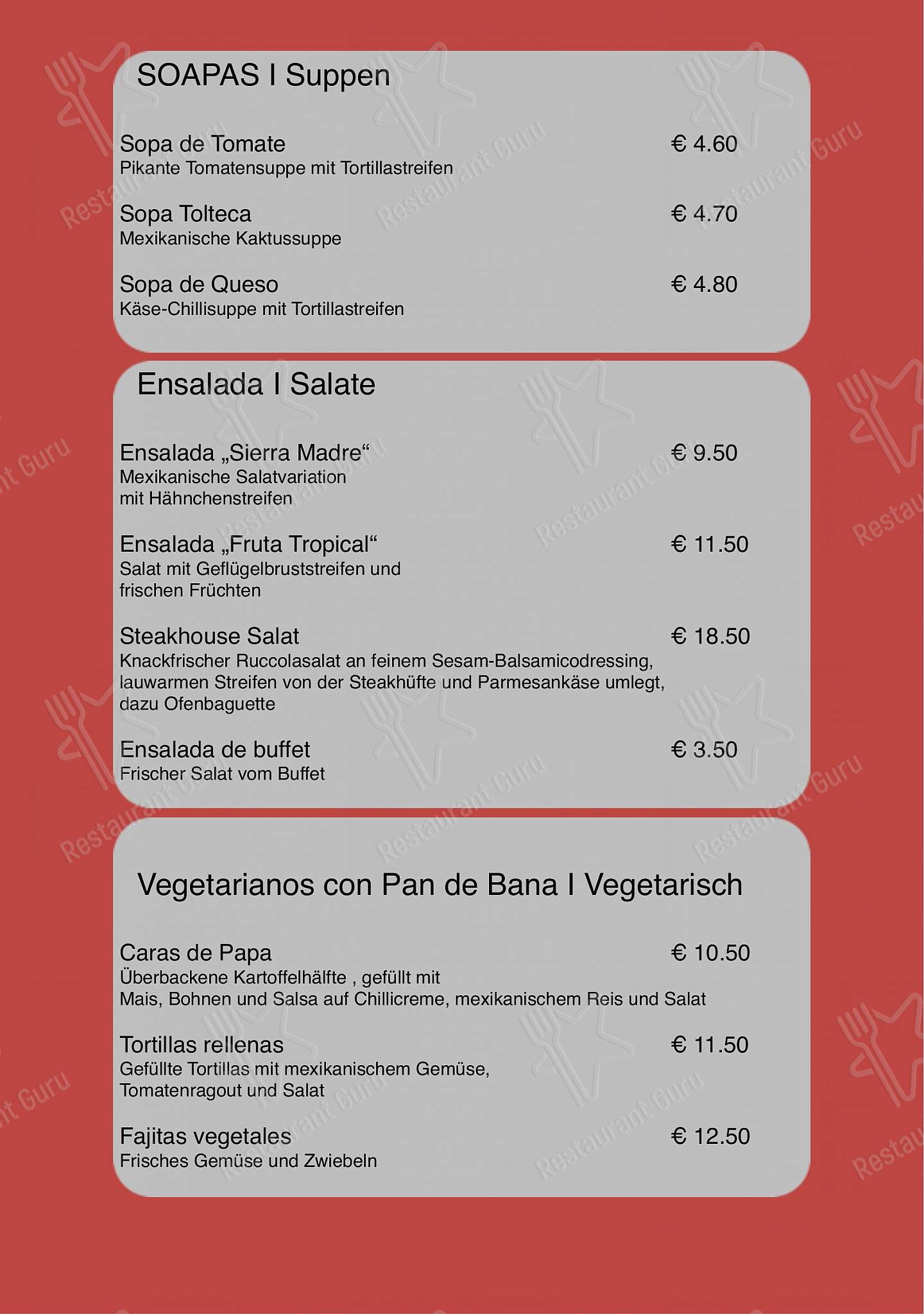 Speisekarte von El Castillo steakhaus, Bad Füssing