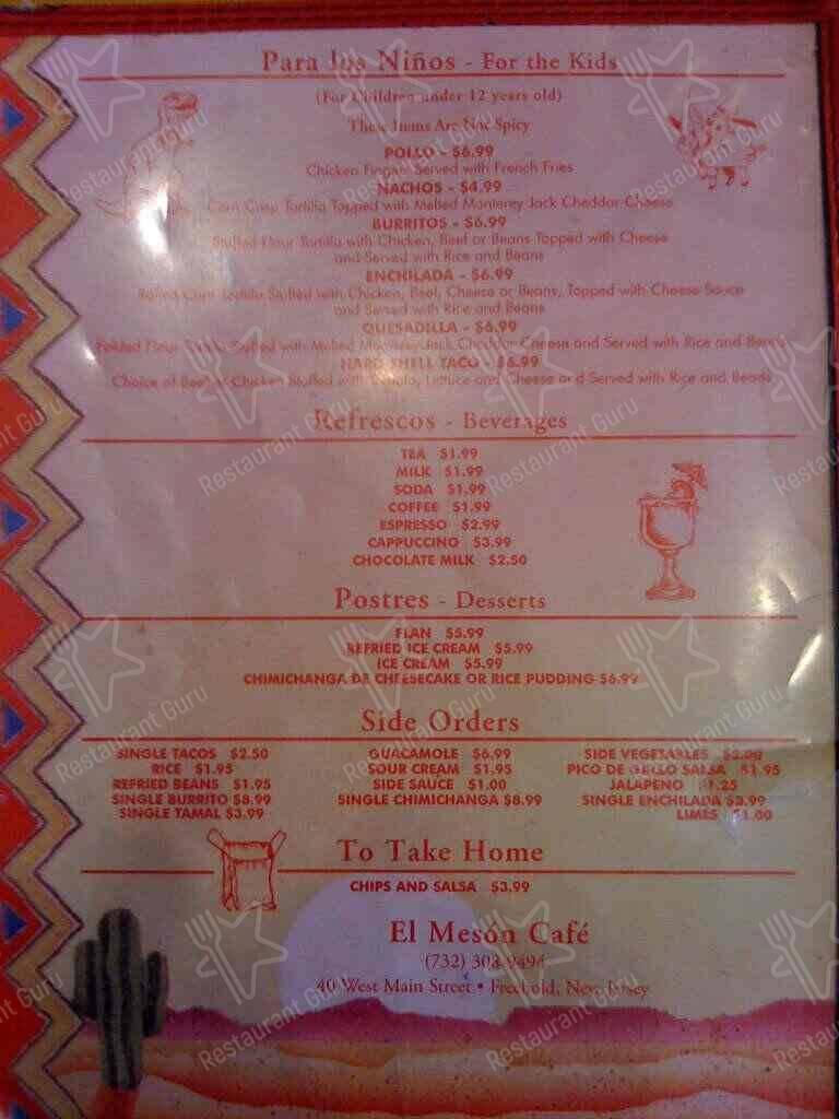 Menu at El Meson restaurant, Freehold, 40 W Main St